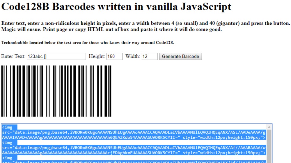 JS Barcodes w/ Escape