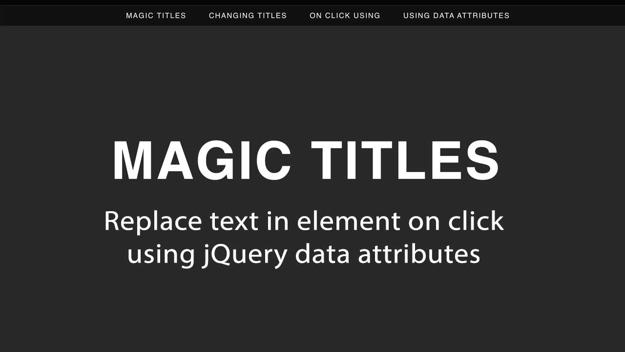 Replace Text In Element On Click Event With JQuery Data Attribute Replace Text In Element On Click Event With JQuery Data Attribute
