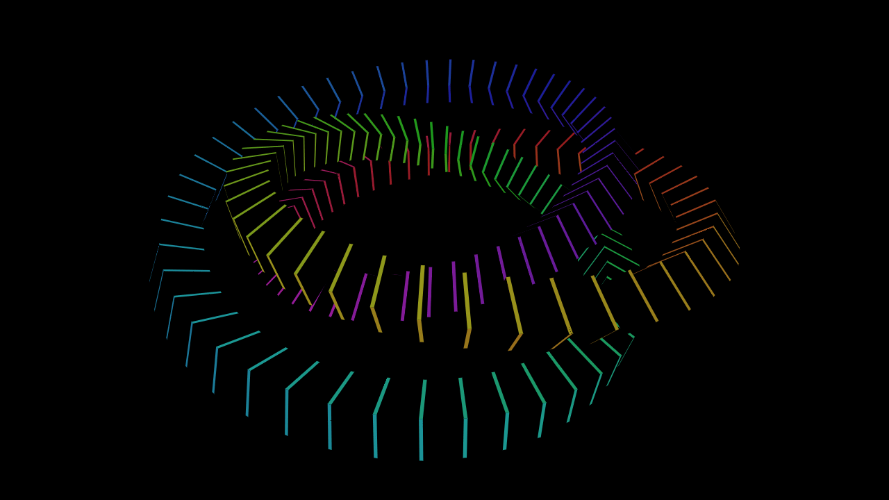 Pure CSS torus knot: neon tiles