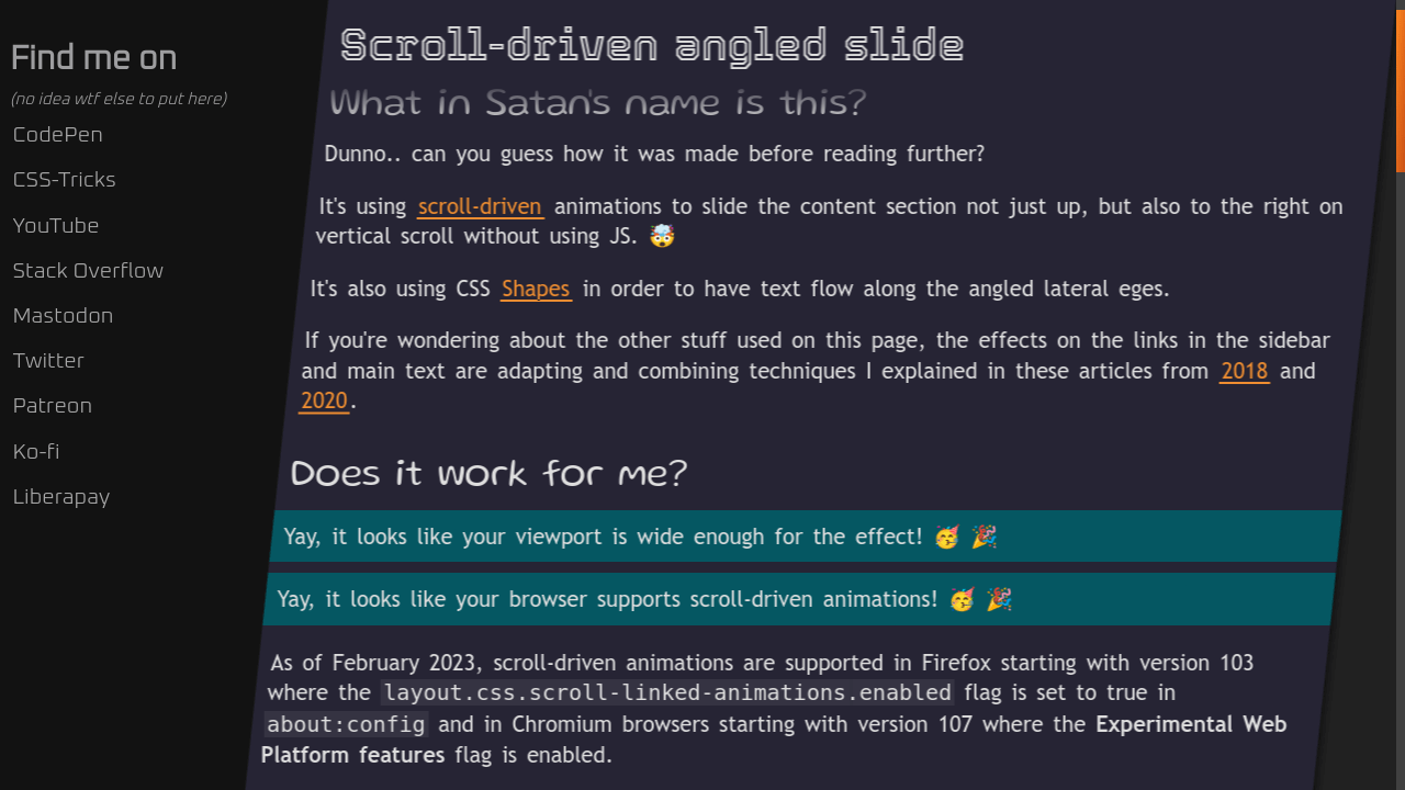 CSS diagonal scroll