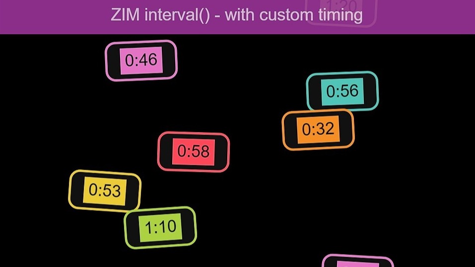 ZIM interval with custom timing! For CodePen Timers Challenge