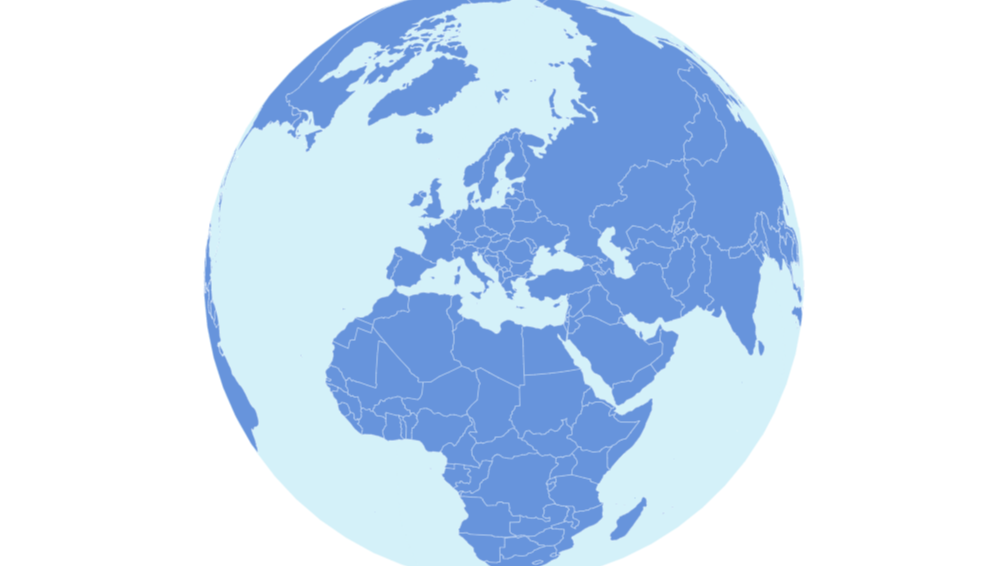 Map chart with orthographic projection (globe)