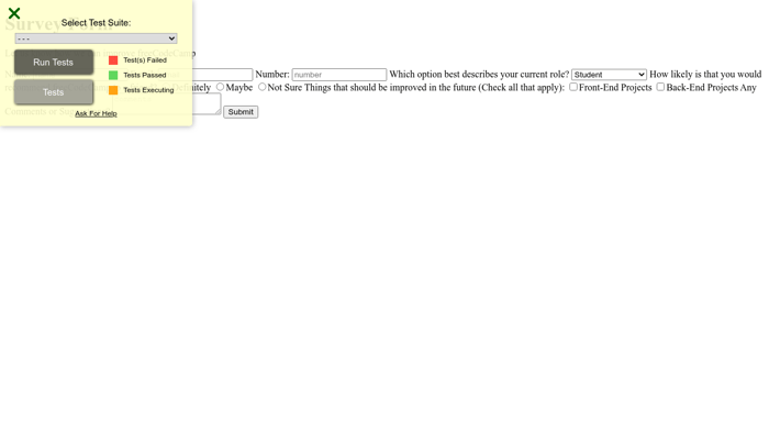 Build A Survey Form Submit Button Not Working Html Css The Freecodecamp Forum 4473