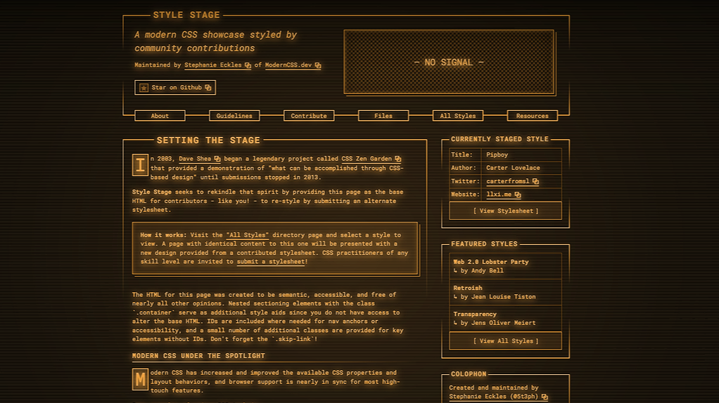 Style Stage - Pipboy - Pure CSS Retro Terminal