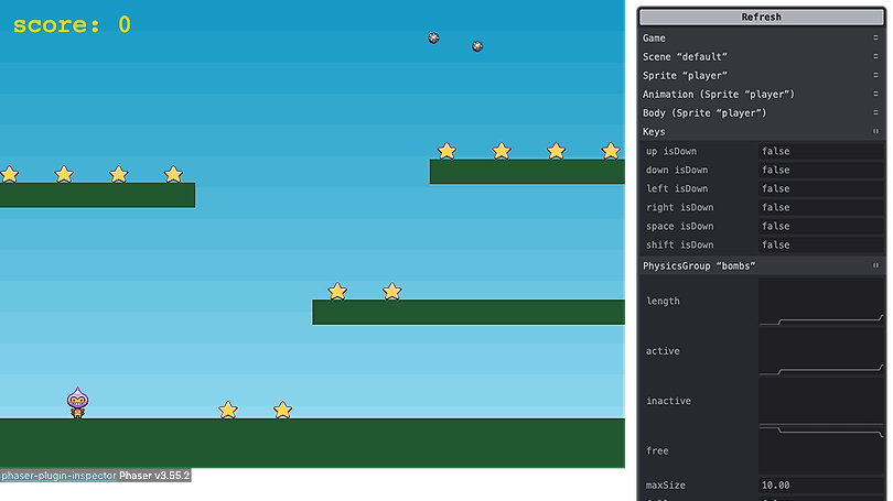 First Phaser 3 game (Inspector Plugin)